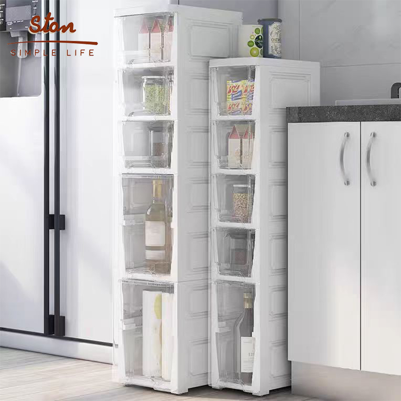 STON Transparent Gap Storage Cabinet 3-7 Tier Gap Slim Drawer Organizer ...
