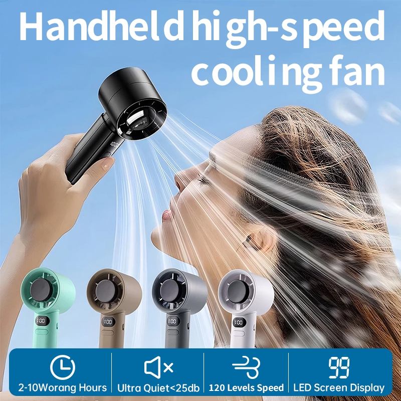120-Speed Handheld Fan - Rechargeable Mini Cooler Portable Strong Wind ...