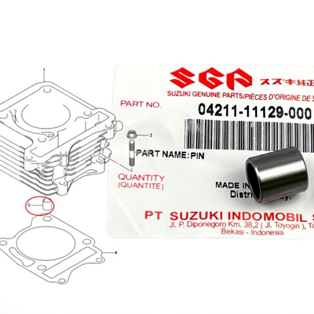 SGP PIN (CYL. HEAD/BLOCK) RAIDER150 CARB | Fi | SHOGUN 04211-11129-000 ...