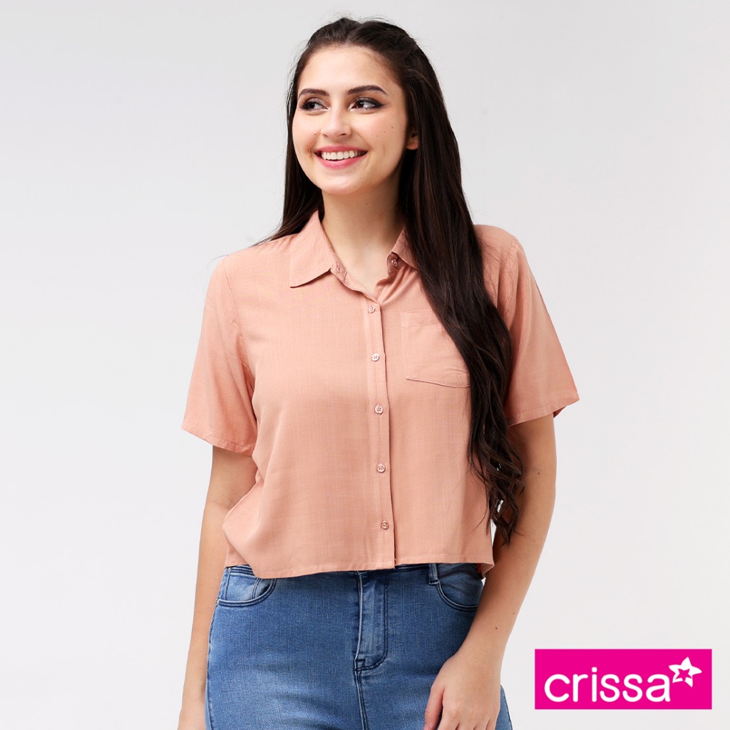 Crissa Soft Linen Woven Short Sleeves Blouse CSTT29-0026 | Shopee ...