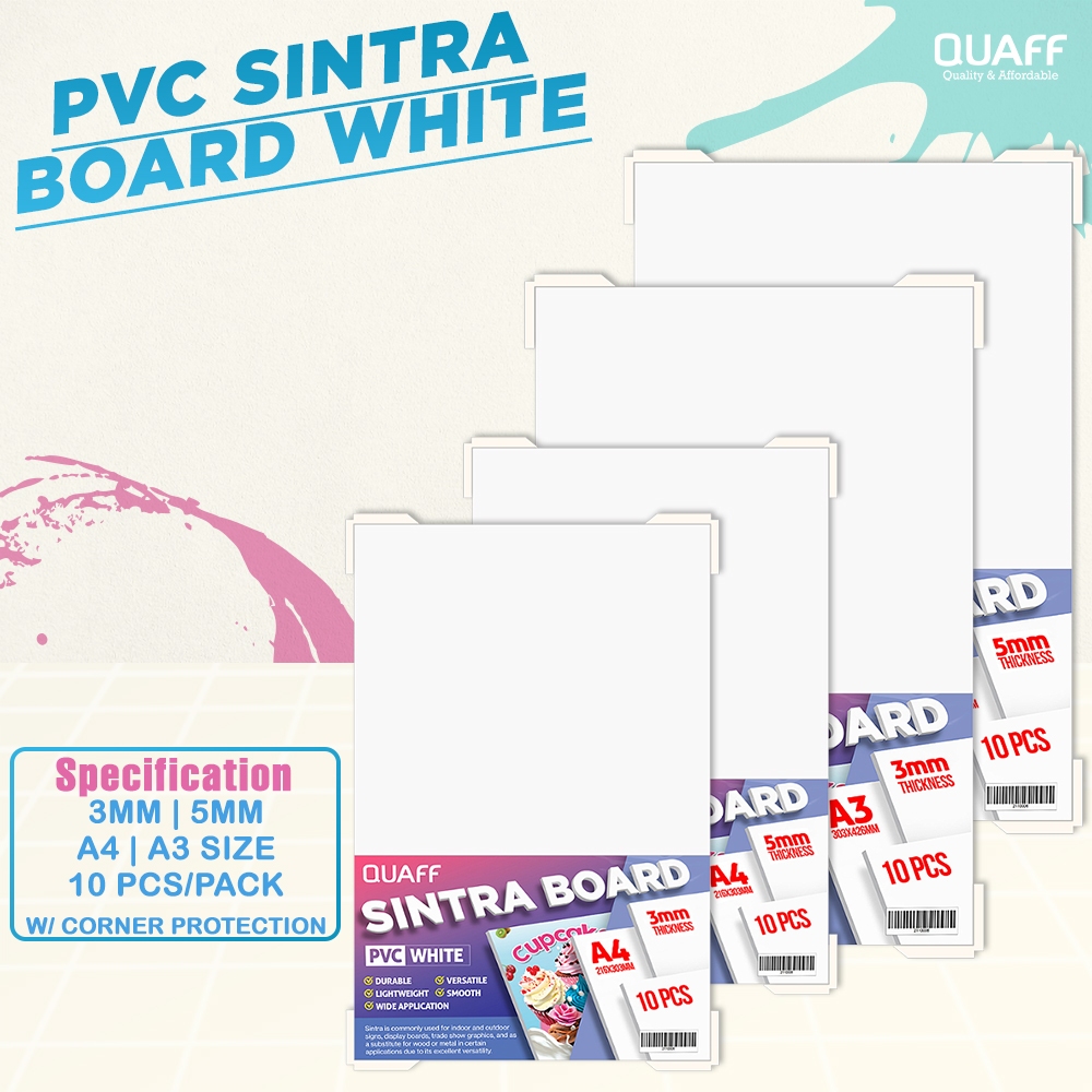 10pcs Quaff PVC Sintra Board White A4 & A3 Size with Corner Protection 5mm | 3mm Thick | Shopee ...
