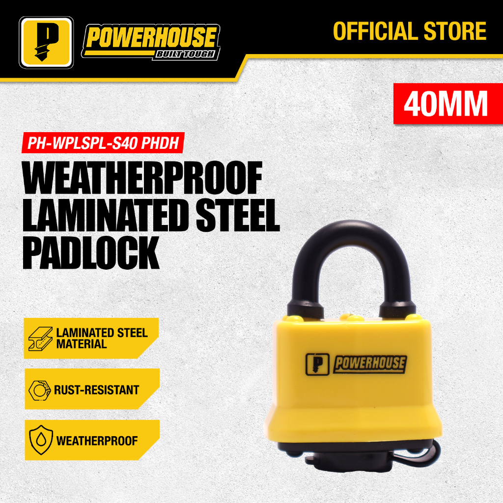 Powerhouse Weatherproof Laminated Steel Padlock 40mm PH-WPLSPL-S40 PHDH ...