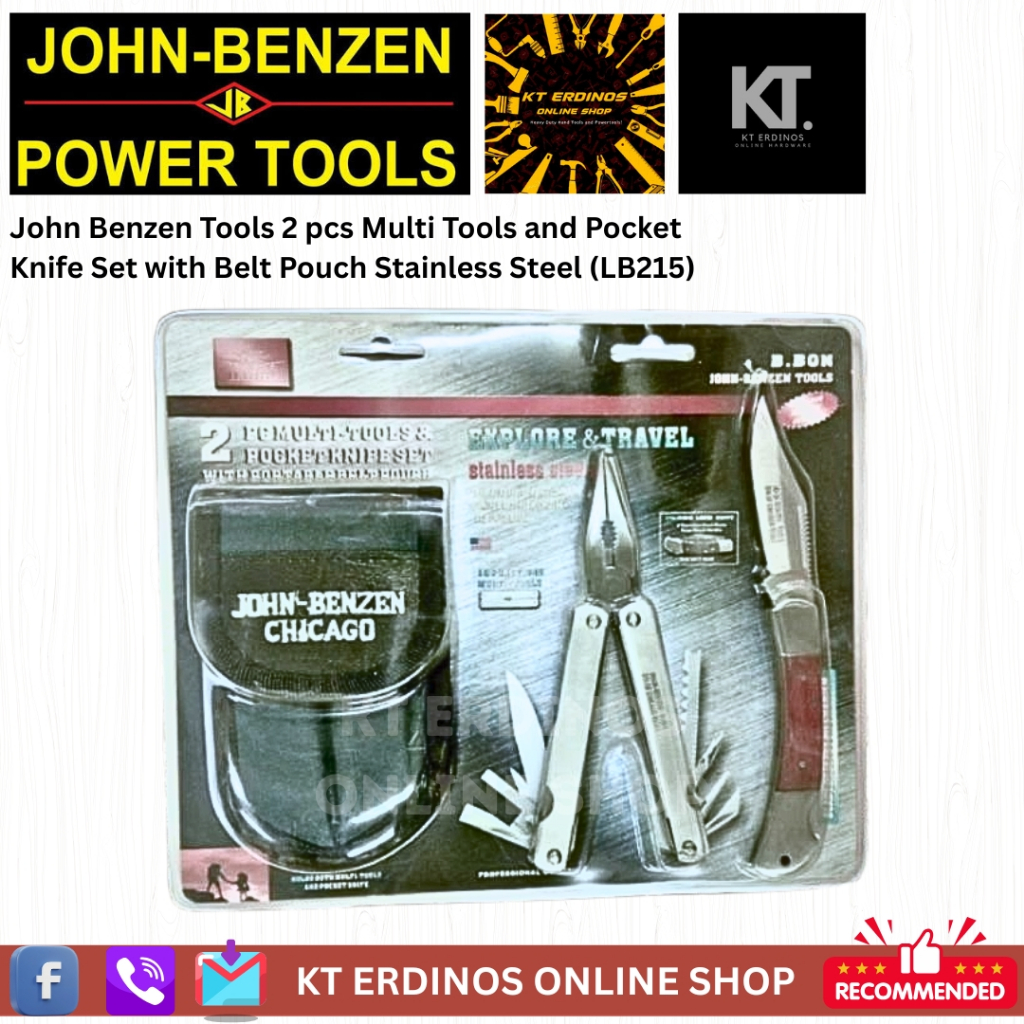 John Benzen Tools 2 pcs Multi Tools and Pocket Knife Set with Belt ...