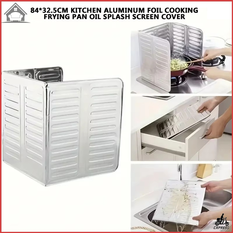 Kitchen Cooking Aluminum Foldable Frying Pan Oil Splash Guard Stove ...