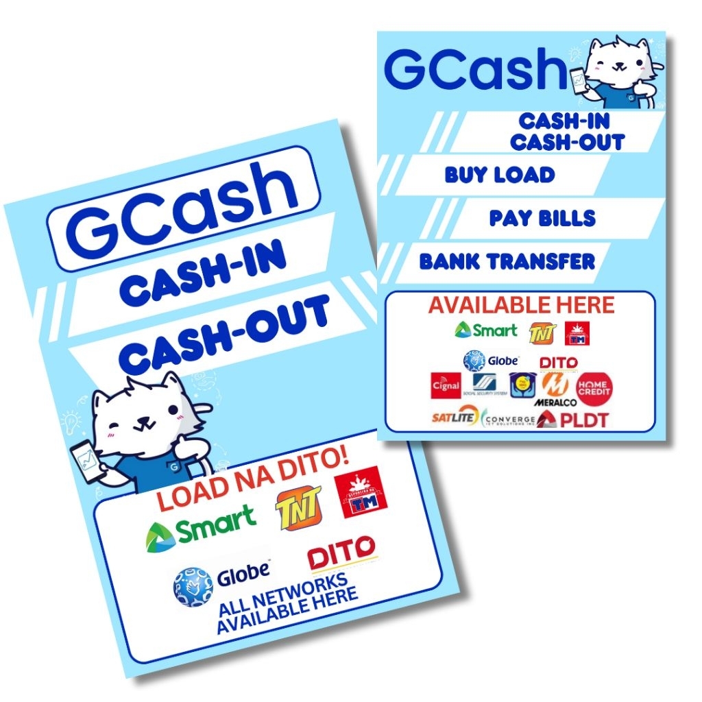 GCash Signage Laminated Load Bills Payment A4 A5 Size | Shopee Philippines