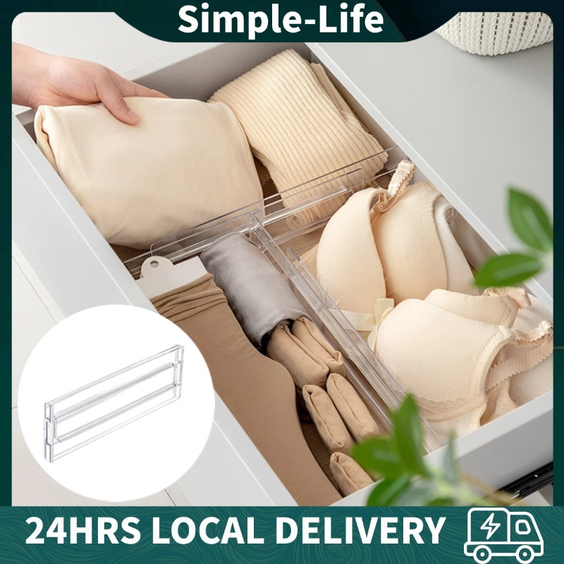 4PCS Drawer Divider Adjustable Expandable Bedroom Drawer Organizer Retractable Drawers ...