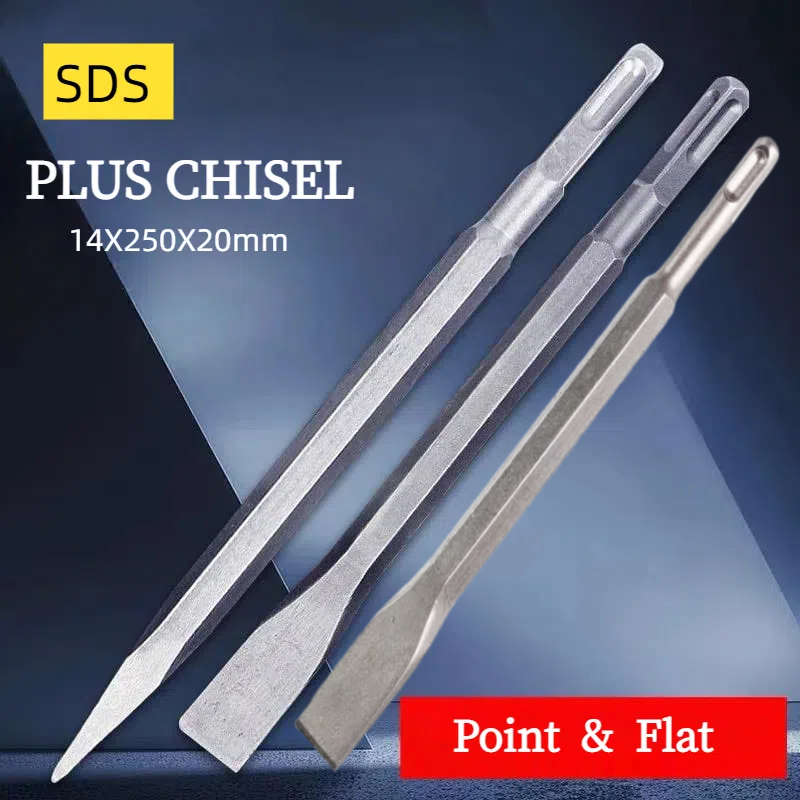 SDS Plus Chisel Electric Hammer Drill Bits 14x250x20mm Point & Flat for ...