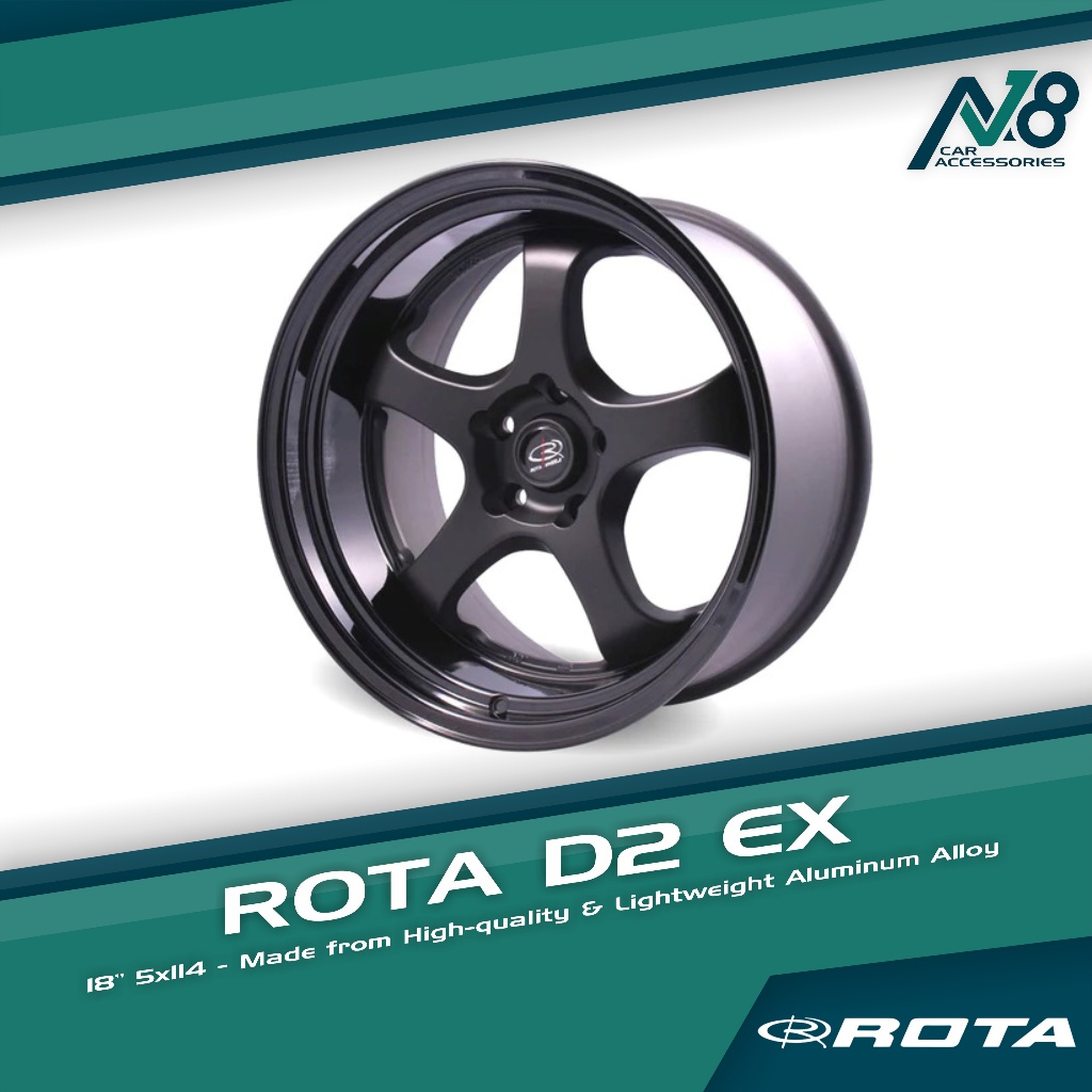 ROTA D2 EX 18" 5x114 MATTE BLACK GLOSS LIP Wheels Genuine | Shopee ...