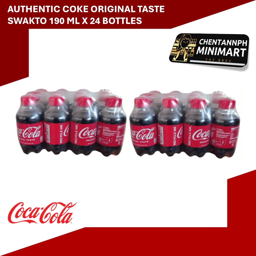 (2 CASES) COCA-COLA Swakto COKE Original Taste Softdrinks Beverages Soda 190 mL x 24 bottles ...