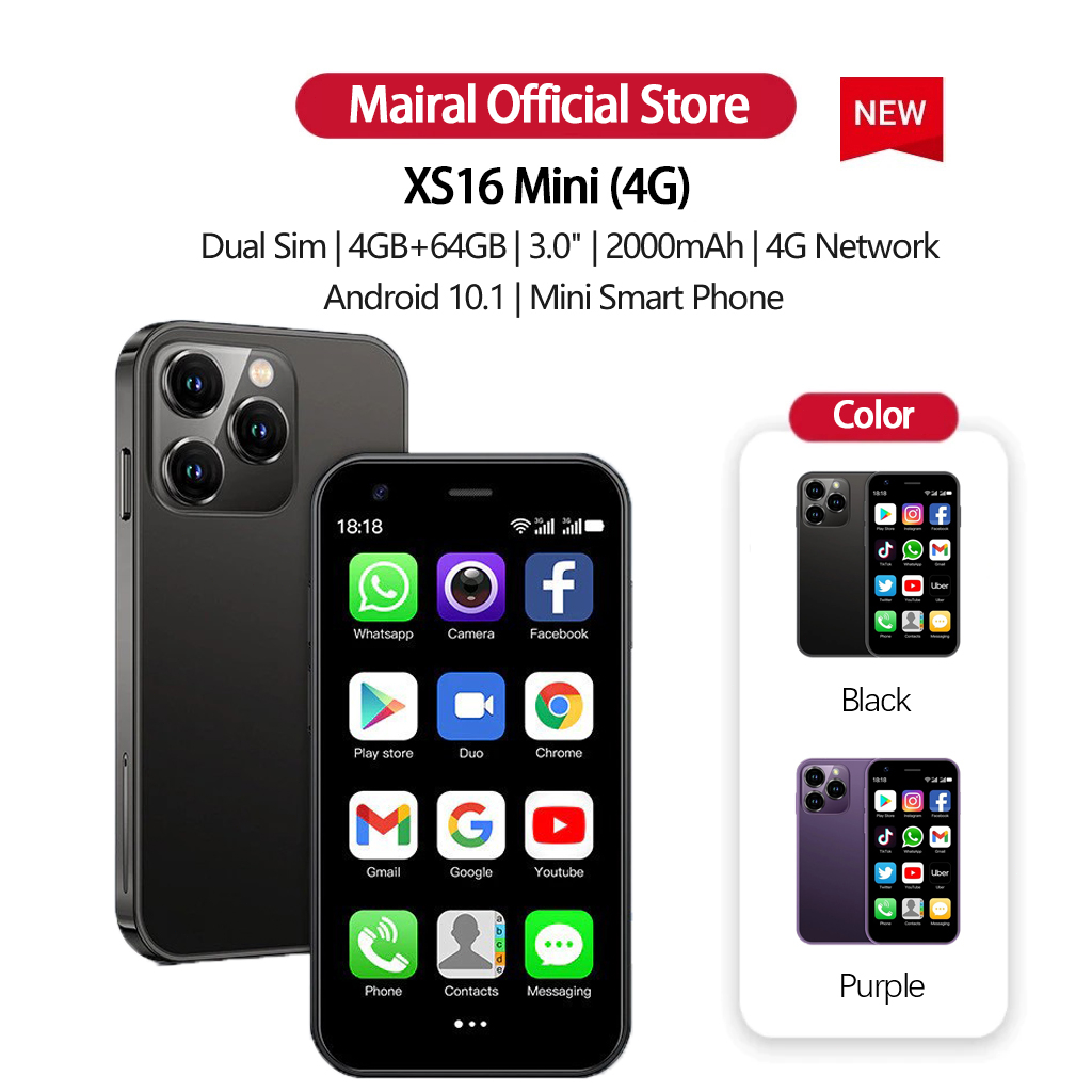 4G XS16 Mini Smart phone 3 inch 4GB+64GB 4G LTE Mobile Phone Android 10 ...