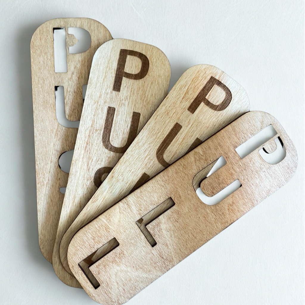 Push and Pull Door Signage Laser Engrave Wood Cut with tape ready to ...