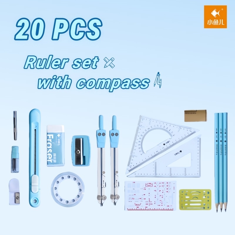 20 PCS Compasses Triangle Ruler Ruler Set protractor Set With Compass ...