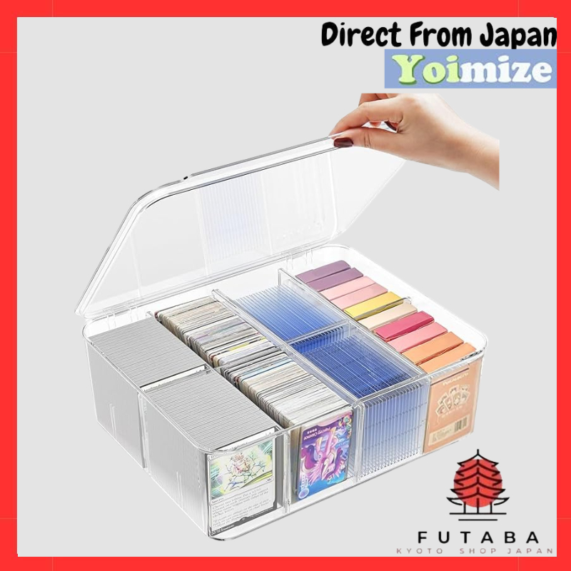 Yoimize Long Card Box with Dividers - Transparent Trading Card Case for ...