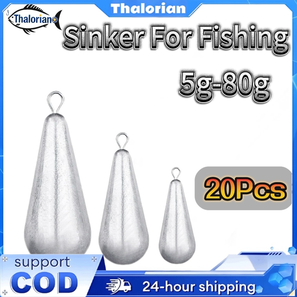 20pcs Fishing Gear 5G-80G Lead Sinker Copper Ring Sea Fishing Lead ...