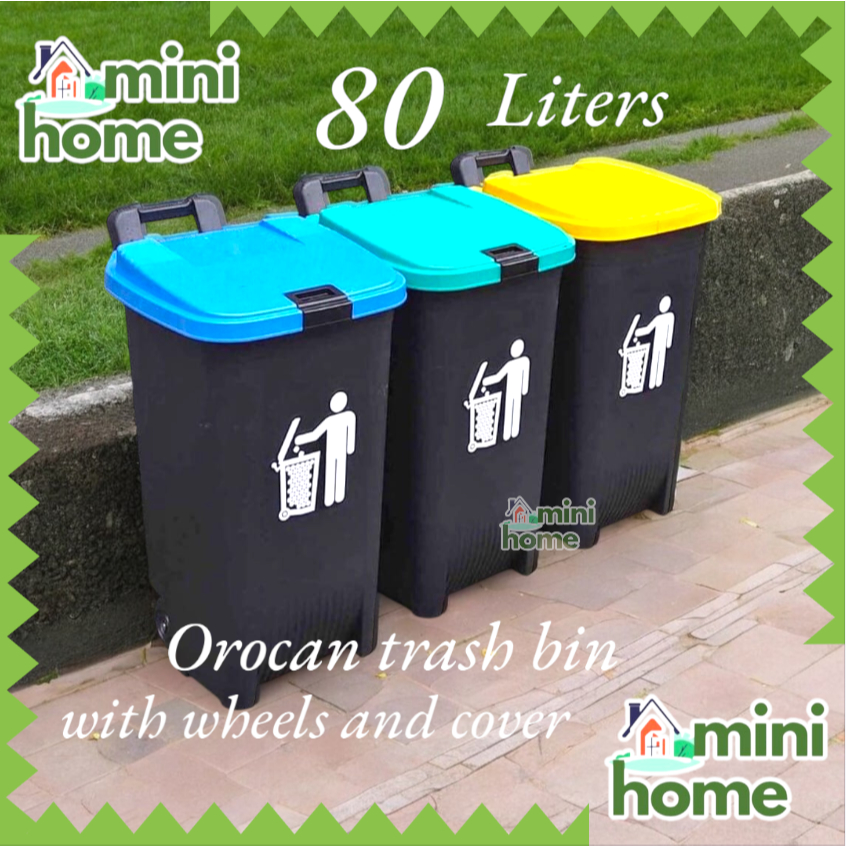 100 liters & 80 liters TRASHBIN with wheels and cover basurahan OROCAN ...