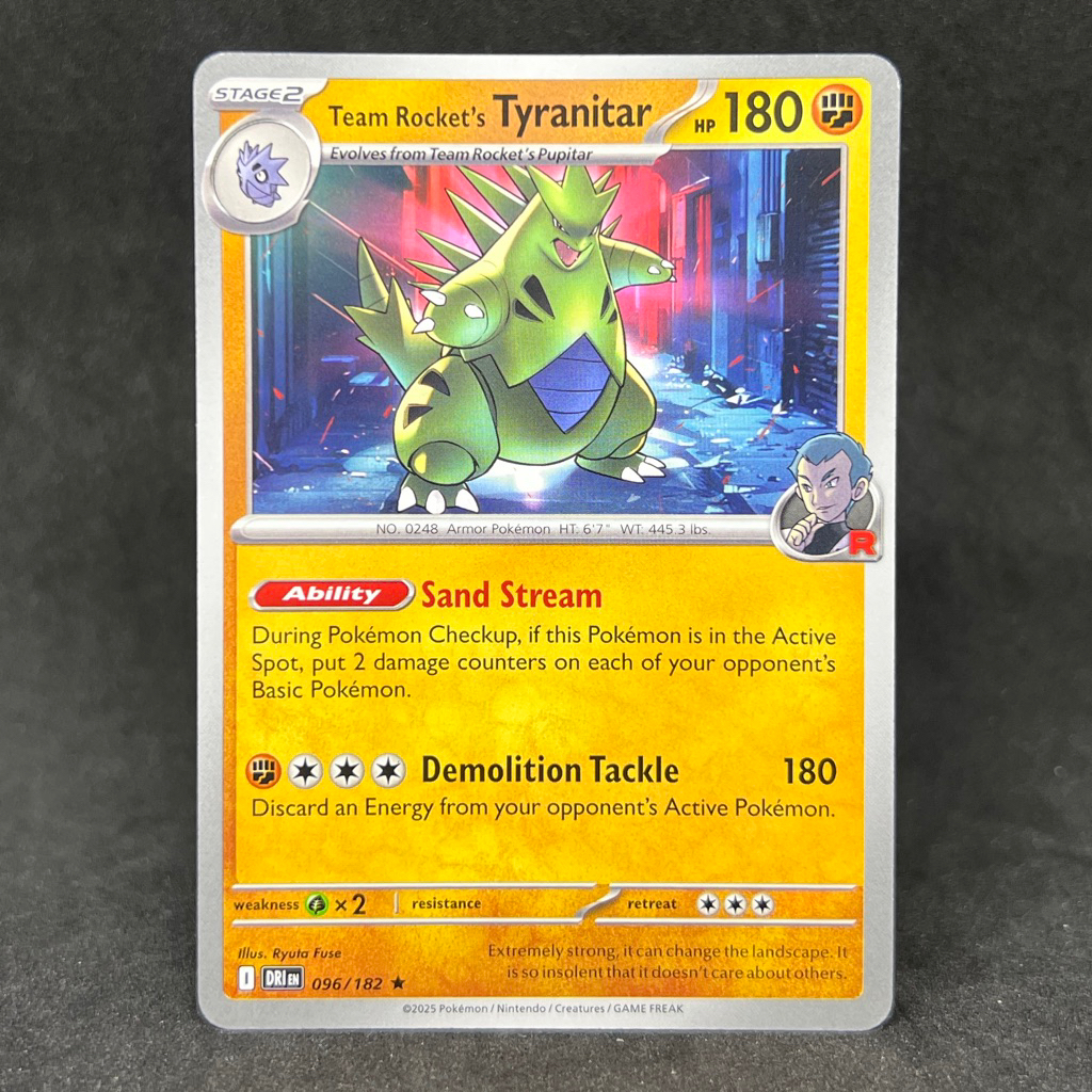 Pokemon TCG Team Rocket’s Tyranitar Non-Holo Rare 096/182 2025 Scarlet & Violet Destined Rivals ...