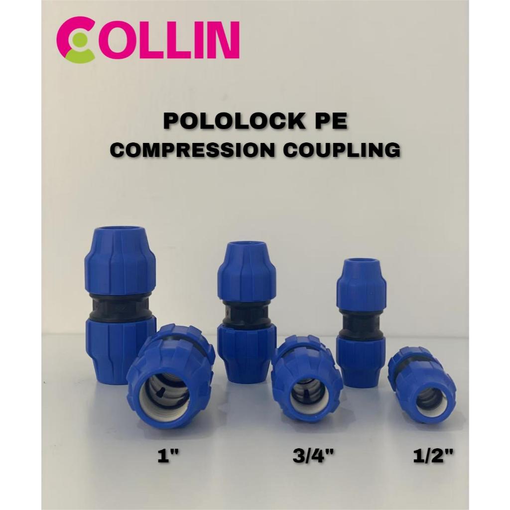 POLOLOCK PE COMPRESSION COUPLING 1/2" 3/4" 1" BLUE PVC WATER PIPE PE CONNECTOR PE FITTING ...