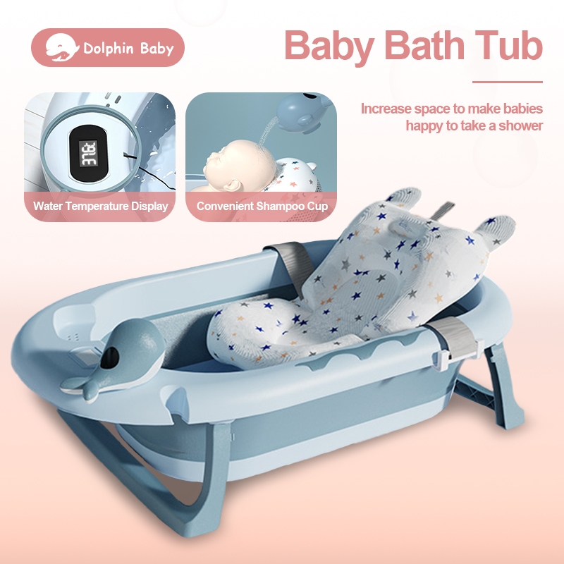 Dolphin Baby Foldable Baby Bath Tub With Net Kids Bathing Tubs Non-Slip ...