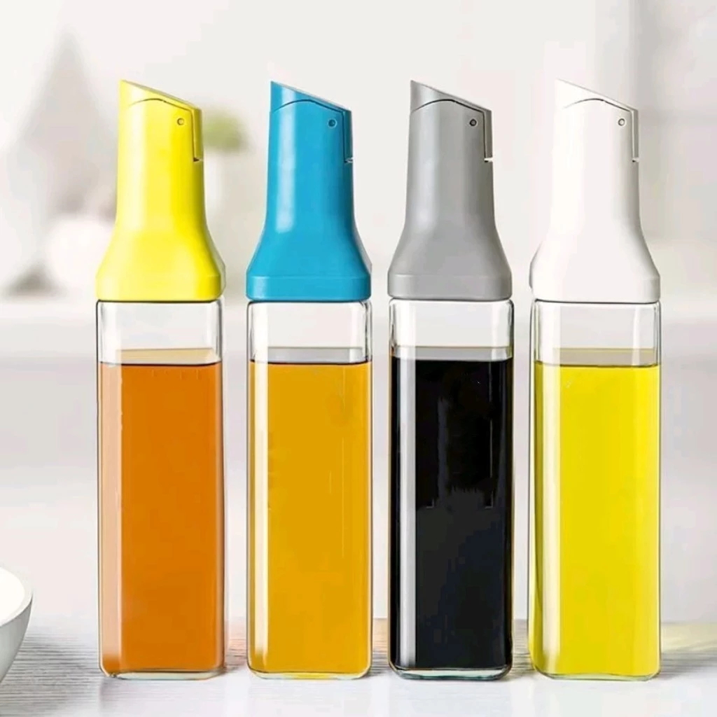 500ml Automatic Opening Lid Glass Oil Bottle Jar Soy Sauce Dispenser ...