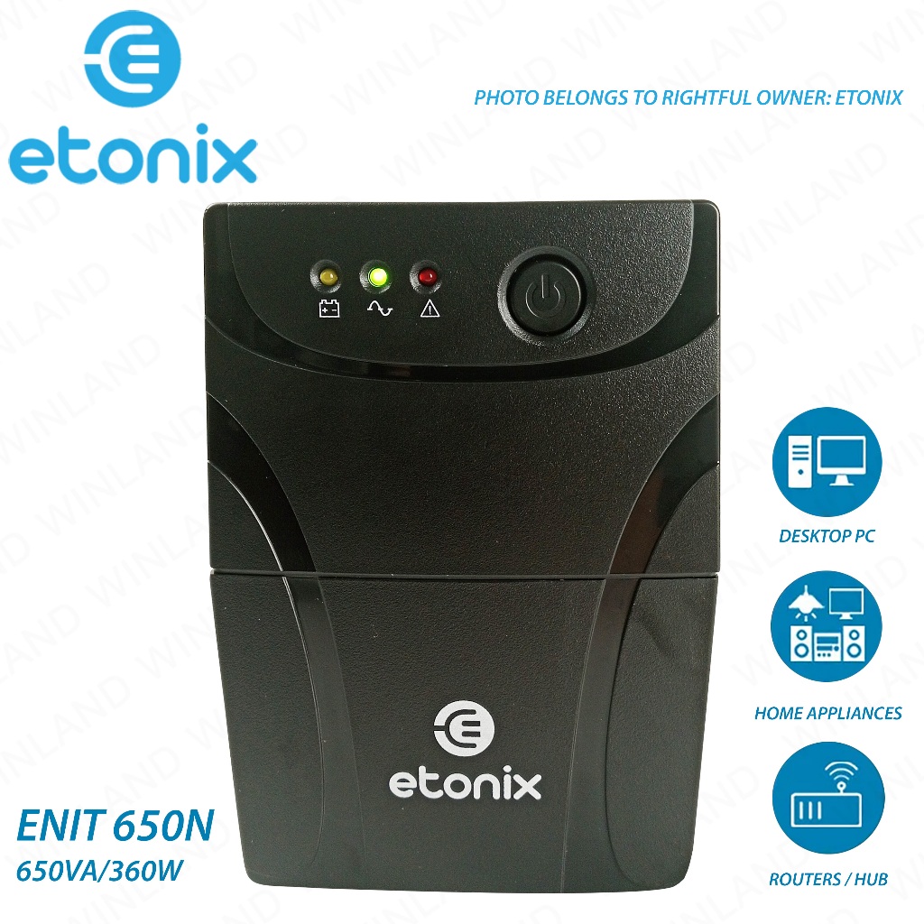 Etonix by Winland Line-Interactive UPS 650VA/360W Battery 1*12V/7Ah, LED, 4 x Outlets ENIT 650N ...