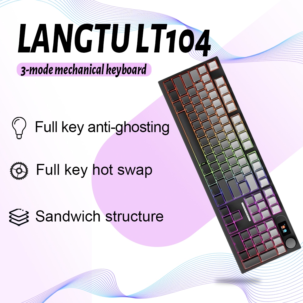 LANGTU LT104 Gradient 3mode RGB keyboard Wireless Bluetooth gaming and ...
