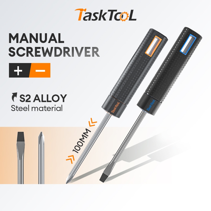 TaskTooL 2Pcs Manual Flat Screw Driver (Philip/Flat) Rubber Handle ...