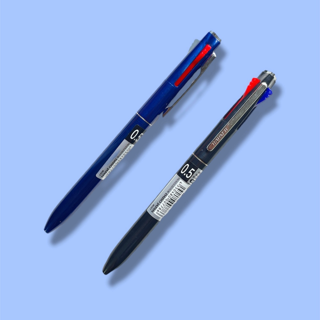 HAUSER 0.5mm Slim Type 3-Color (Red, Black, Blue) Ballpoint Pen from ...