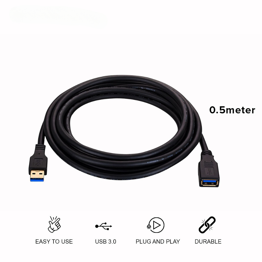 USB Male to Female USB Cable Extender Cord Wire Super Speed Data Sync ...