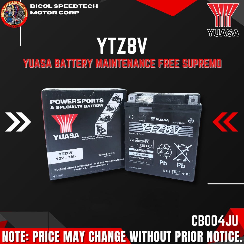 YTZ8V YUASA BATTERY MAINTENANCE FREE SUPREMO (CB004JU) | Shopee Philippines