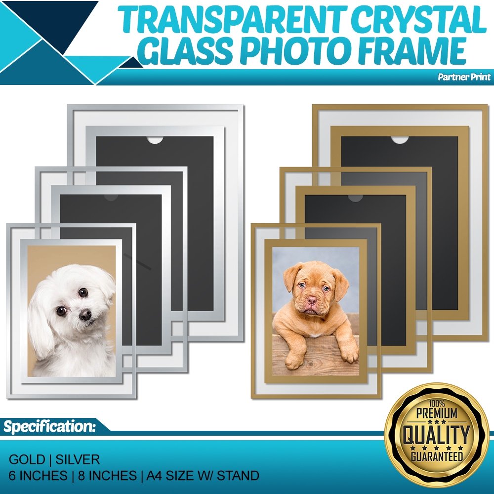 Crystal Glass Frame with Silver or Gold Lining Elegant Frame Display ...