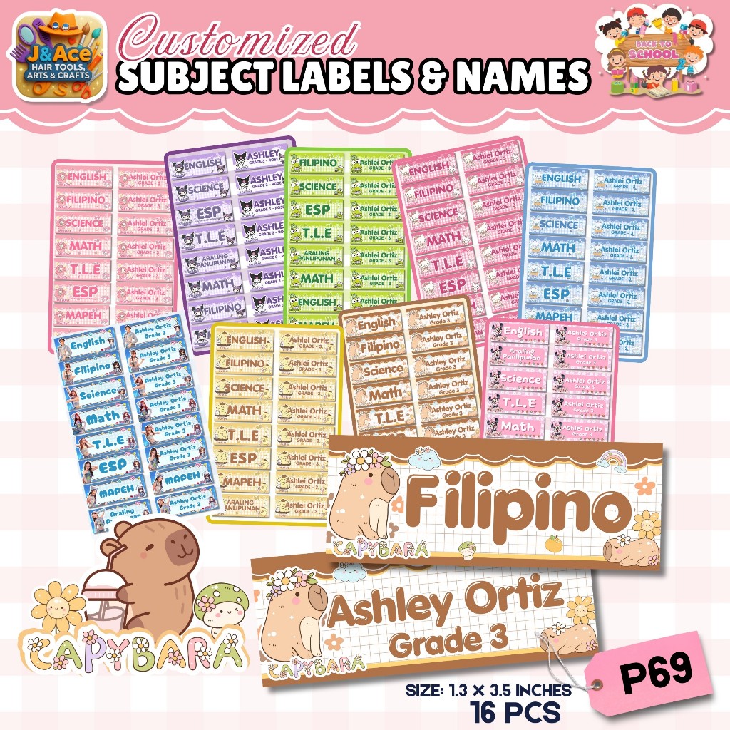 Customized Subject and Name Label for Notebook and other school ...