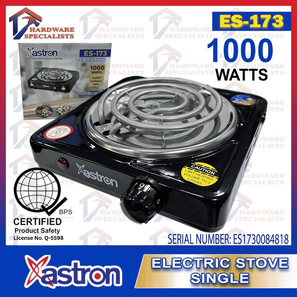 Astron Black Single Burner Electric Stove 1000W ES-173 | Shopee Philippines