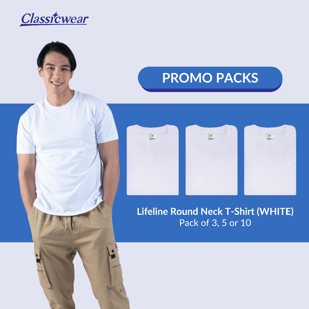 Classicwear Roundneck T-Shirt | White Promo Pack | Shopee Philippines