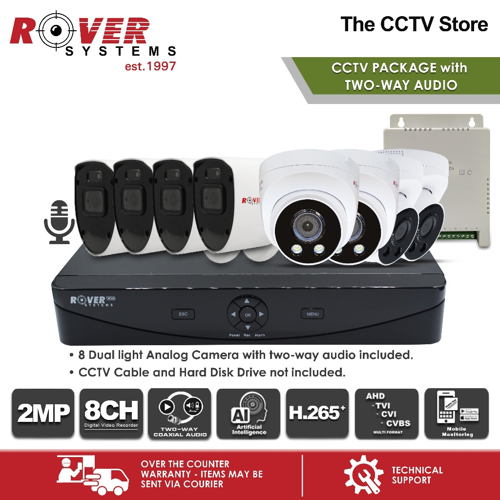 Rover 8 Channel CCTV Package with AUDIO |8* 2MP XVI DUAL LIGHT CCTV ...