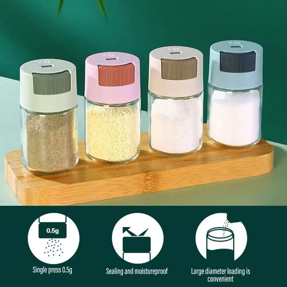 150ml Press Type Glass Quantitative Seasoning Bottle Spice Salt Sugar ...