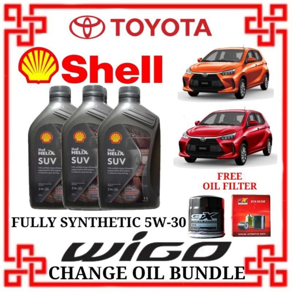 Toyota Wigo Change Oil Bundle, Shell Helix SUV 5W-30 Fully Synthetic ...
