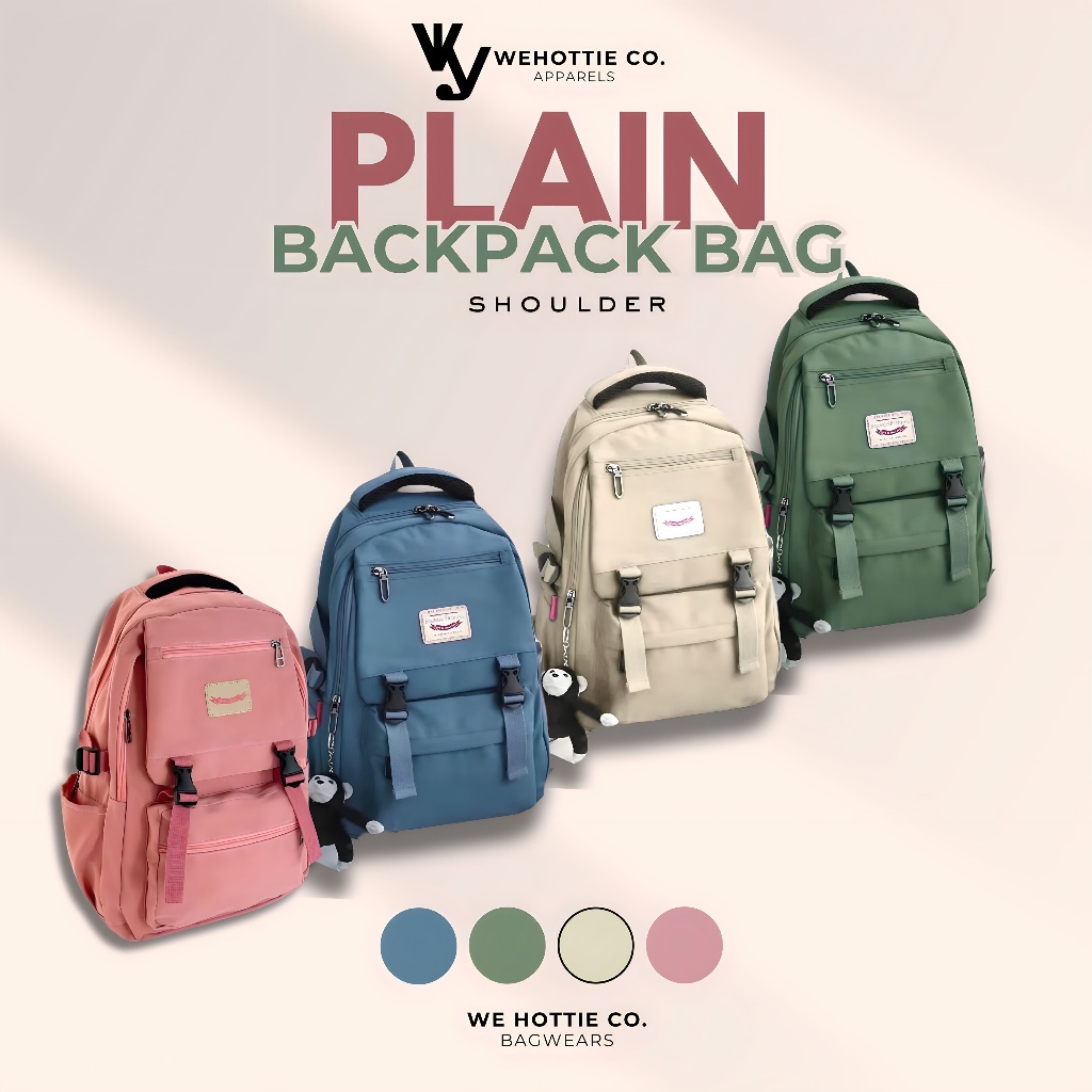 WEHOTTIE Solid Color Large Capacity Style Backpack Bag | Shopee Philippines