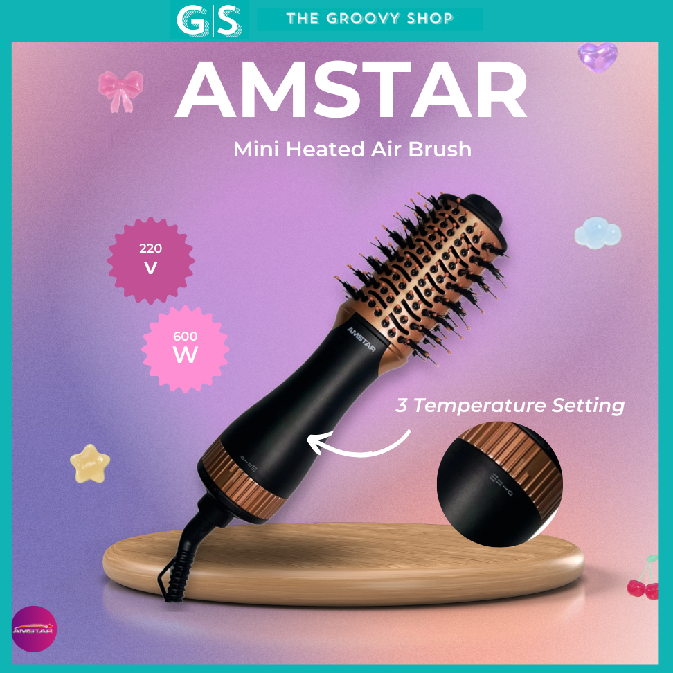 Amstar Travel Hair Dryer Brush Blower Brush Hot Air Brush Heated ...
