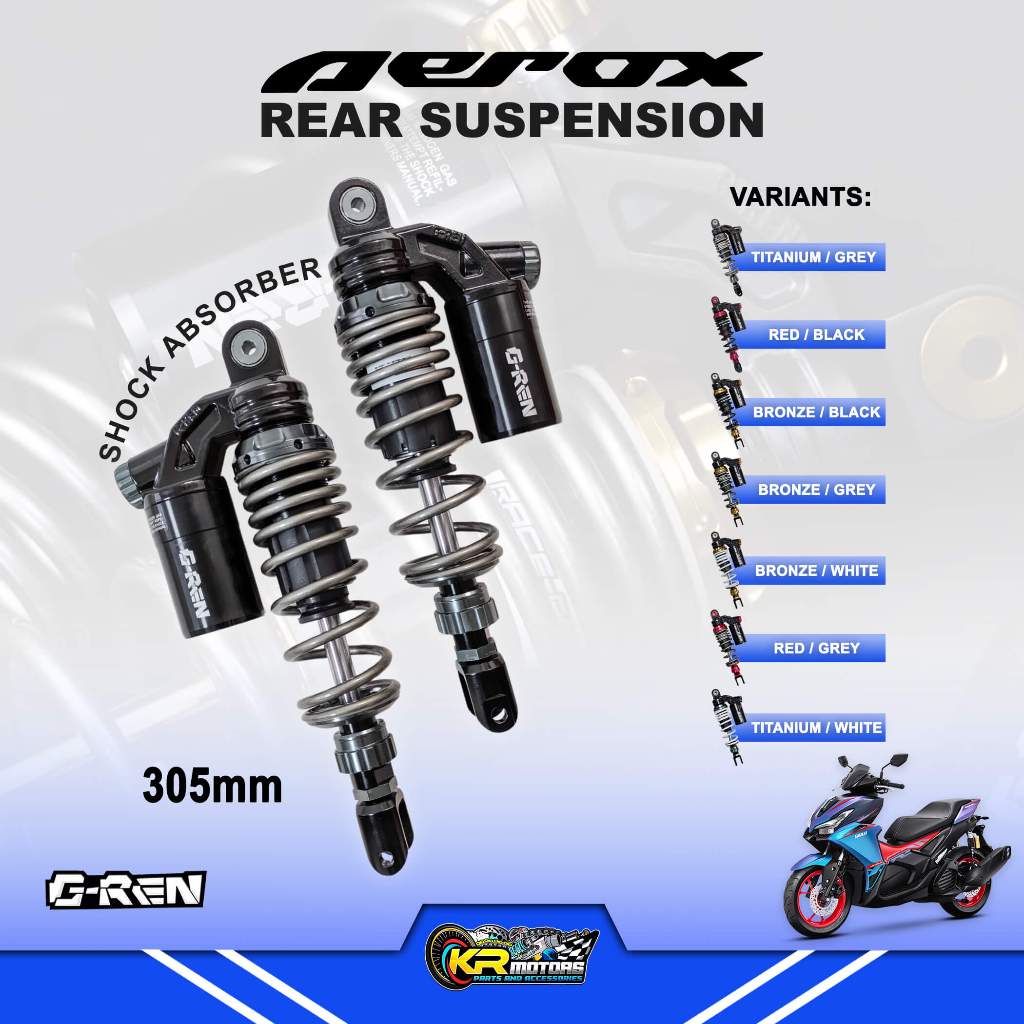 GREN REAR SHOCK / SUSPENSION / SHOCK ABSORBER 305MM FOR AEROX (MULTIPLE ...