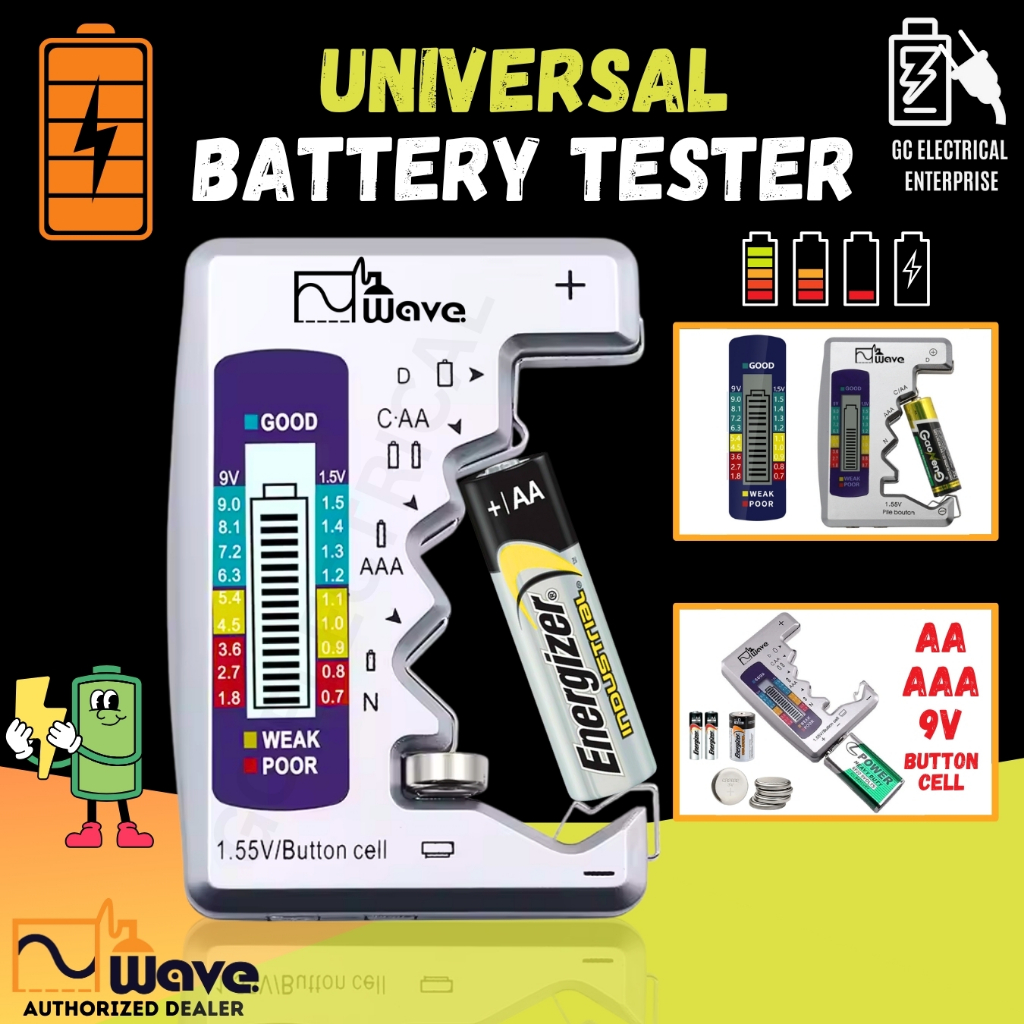 Wave Battery Capacity Tester Digital for Lithium AA/AAA/9V/ 1.55V ...