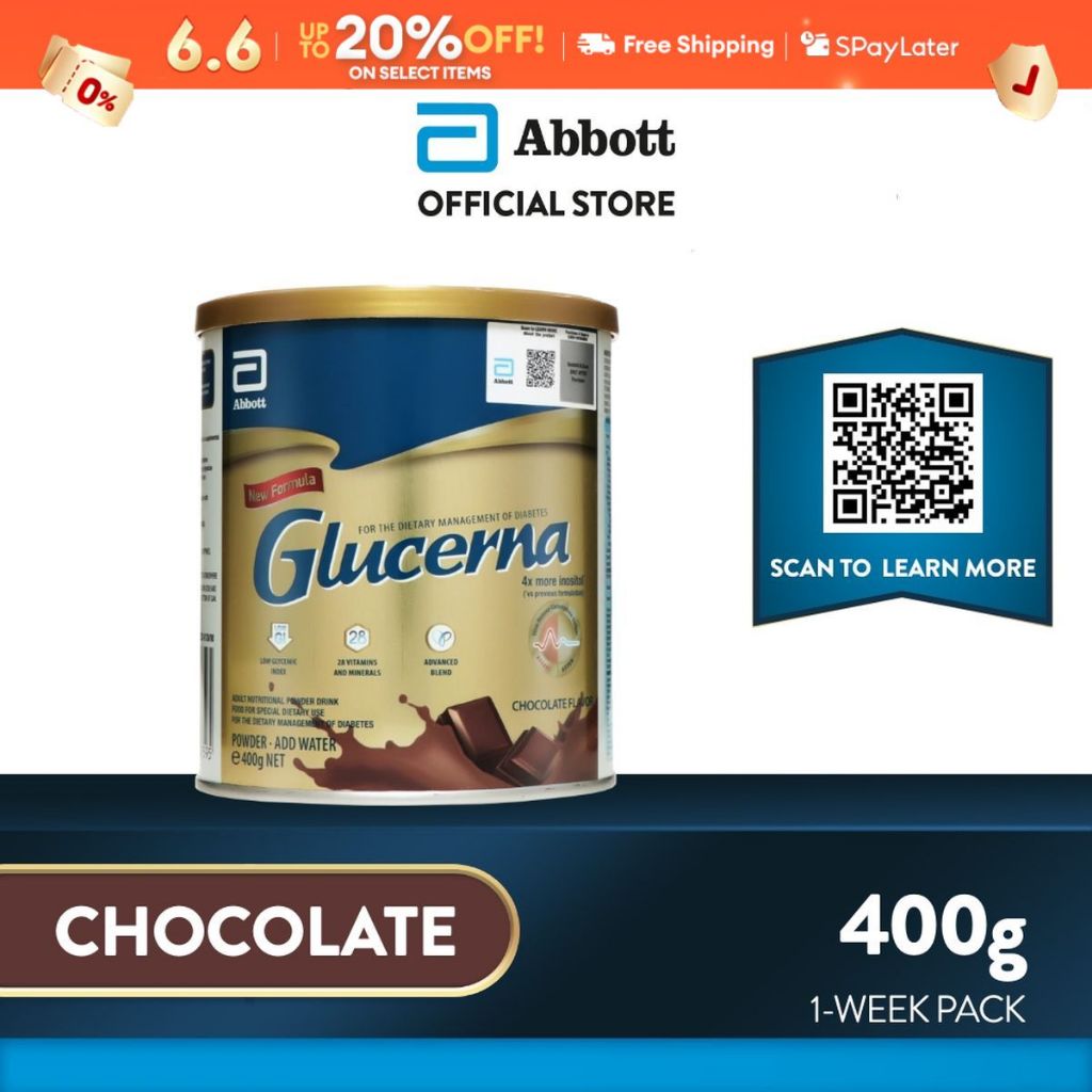 Glucerna Chocolate 400g for Diabetic Nutrition Powder Milk Drink ...