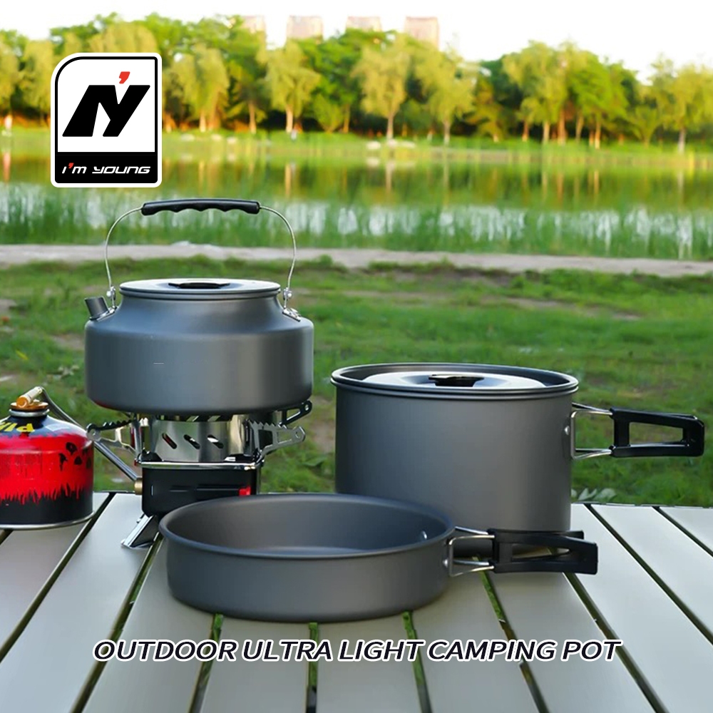 Camping Cookware Kit 10 PCS Camping Cooking Set Portable Pot Outdoor ...