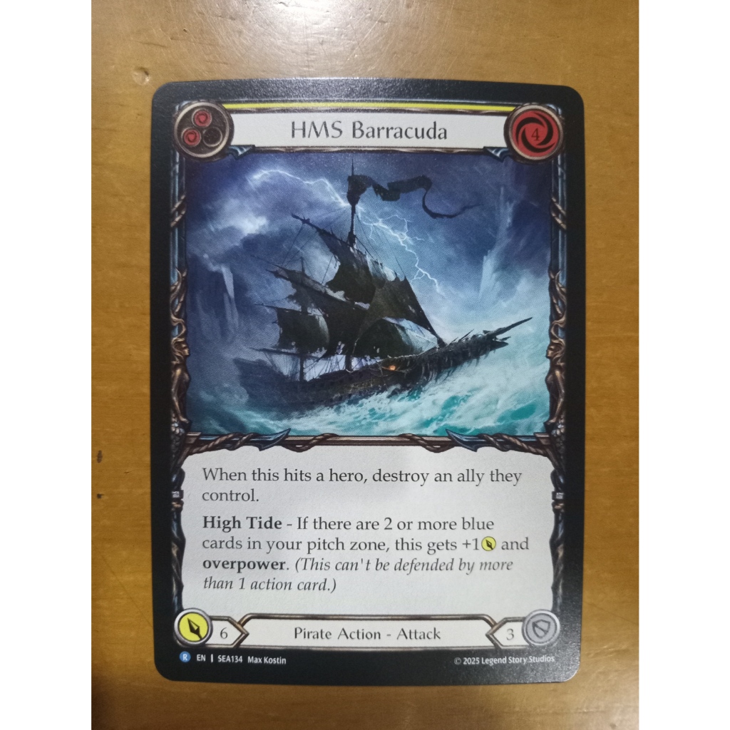 FAB HMS Barracuda Rare High Seas SEA Flesh and Blood TCG English Pirate ...