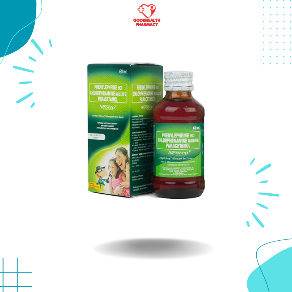 Neozep Syrup 60mL Phenylephrine Hydrochloride+Chlorphenamine Maleate ...