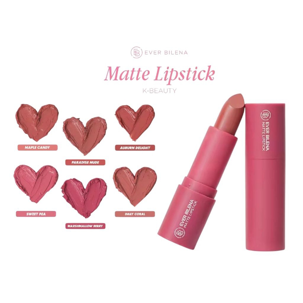 Ever Bilena Matte K-Beauty Lipstick 3.2g (Pigmented, Lightweight, Long ...