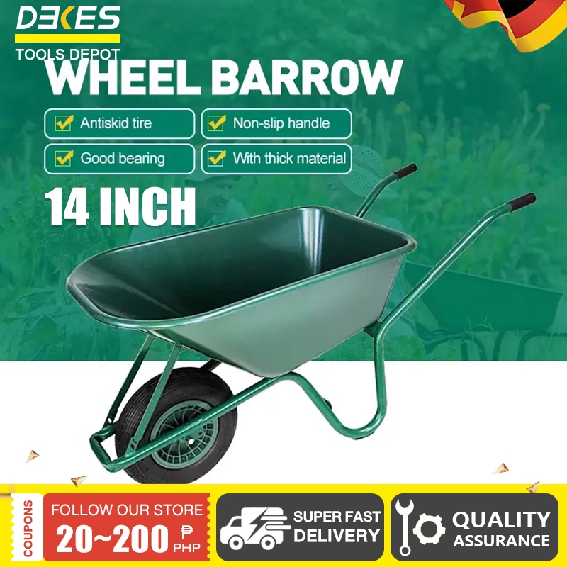 Wheelbarrow Heavy Duty 14" Inflatable tires with Double Ball Bearings ...