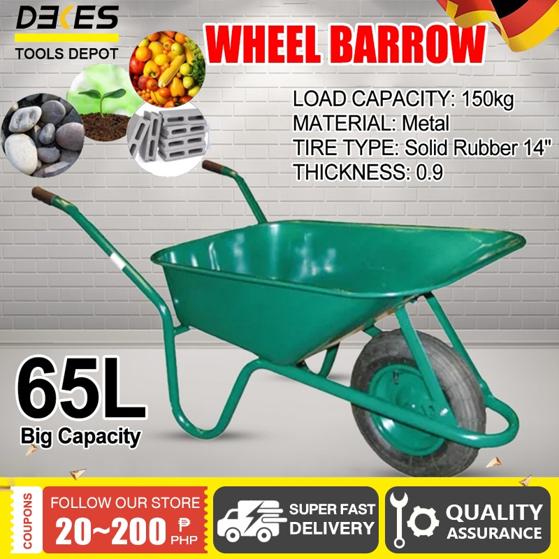 Heavy Duty Wheelbarrow Deep Type 14" Inflatable tires with Double Ball ...