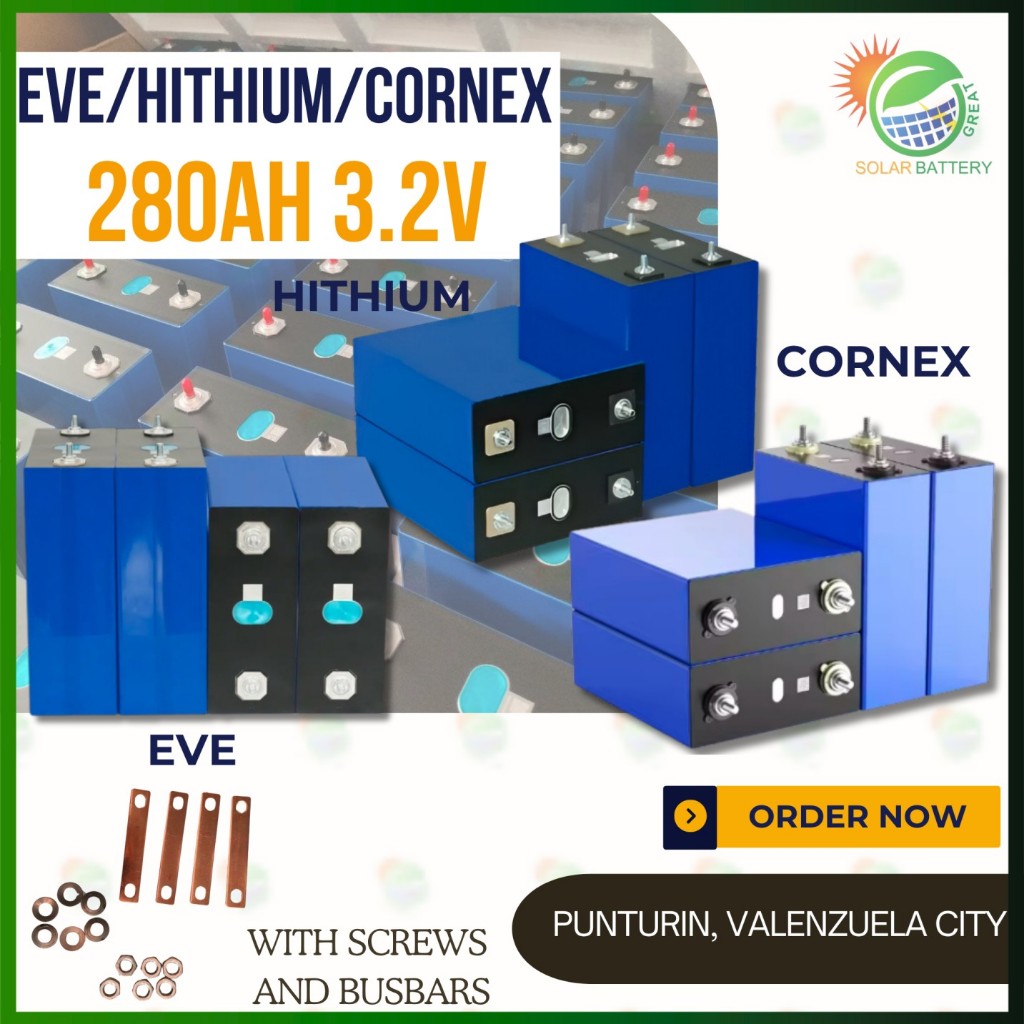 4PCS BRANDNEW Grade A 280AH EVE / HITHIUM / CORNEX 3.2V Prismatic Lifepo4 Lithium Ion Battery ...