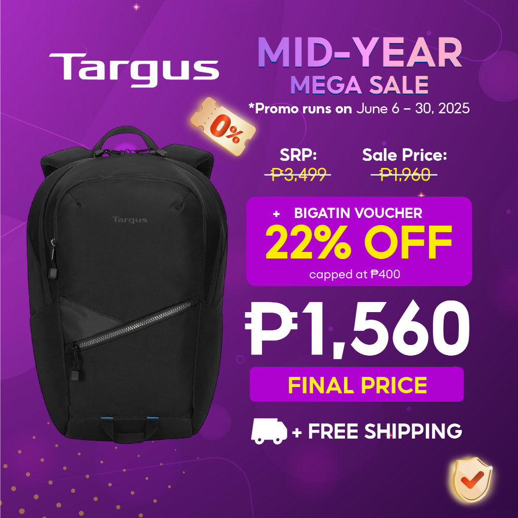 Targus 15.6" Transpire Lightweight Water Resistant Backpack w/ Luggage ...