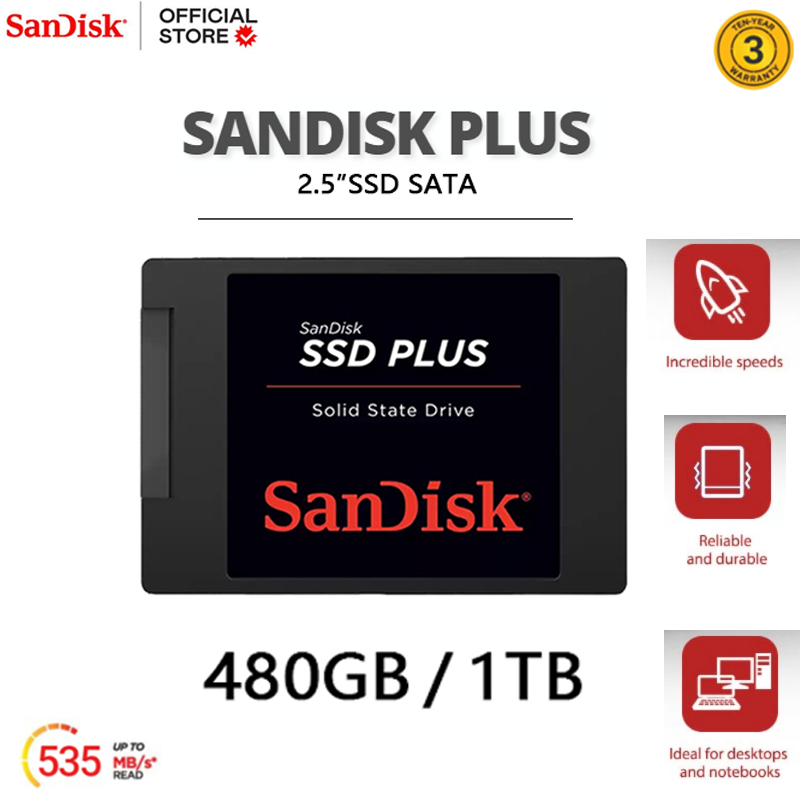 Sandisk 480GB 1TB SSD PLUS SATA III 2.5 Inch Solid State Drive Intemal SSD Sata SSD Desktop SSD ...